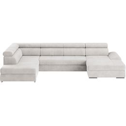 Sit & More Wohnlandschaft SIT & MORE, B:345cm H:79cm T:213cm, grau, 90% Polyester, 10% Polyamid, Sofas, "U-Form", mit verstellbaren Kopfteilen, wahlweise mit