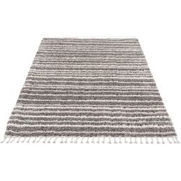 Carpet City "Pulpy 520" rechteckig 30 mm H&ouml;he besonders weich, mit Fransen, Streifen Look