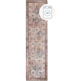 Teppich FLAIR RUGS, B:60cm H:4mm L:230cm, rot, Polyester, Wohnzimmer, Teppiche, "Dion", Traditioneller Teppich, waschbar, Wohnzimmer, Schlafzimmer