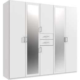 Kleiderschrank wimex, B:225cm H:207cm T:58cm, weiß, Kinderzimmer, Schränke, "Diver Drehtürenschrank mit Spiegel, 180, 225 o. 270cm breit", Bestseller