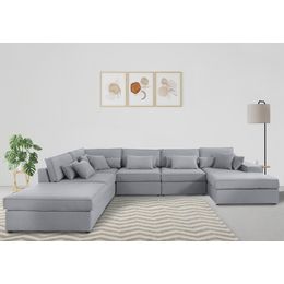 Wohnlandschaft OTTO HOME, B:360cm H:75cm T:260cm, silber, Baumwollmix (60% Baumwolle/40% Leinen);Struktur fein (100% Polyester);Samtoptik (100%