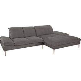 Ecksofa W.Schillig, B:310cm H:87cm T:185cm, grau, Chenille-Flachgewebe R66 (85% Polyester, 15% Nylon);Longlife Xtra-Leder Z59: Glattleder mit