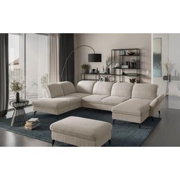 Sit & More Wohnlandschaft SIT & MORE, B:363cm H:88cm T:242cm, beige, 90% Polyester, 10% Polyamid, Sofas, "Leandro U-Form", Wahlweise mit Bett-, Kopfteil - und