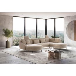 Sit & More Wohnlandschaft SIT & MORE, B:372cm H:90cm T:239cm, beige, 100% Polyester, Sofas, "Soul U-Form", wahlweise mit Bett und Bettkasten
