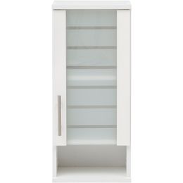 H&auml;ngeschrank Schildmeyer, B:30cm H:70,5cm T:20,5cm, wei&szlig;, Badezimmer, Schr&auml;nke, "Nikosia", Breite 30 cm, mit Glast&uuml;r, hochwertige MDF-Fronten,