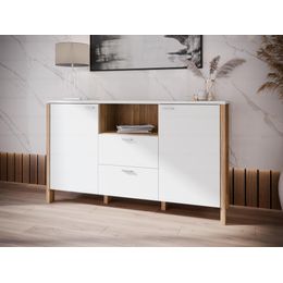 Sideboard FORTE, B:146,4cm H:86,5cm T:41,6cm, grau, Spanplatte, Wohnzimmer, Sideboards, "Saitama"