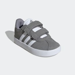 Mädchen Sneaker "VL COURT 3.0", adidas Sportswear, Gr. 21, grau, Leder, Synthetik, Schuhe, für Kinder, inspiriert vom Design des adidas samba