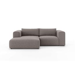 Ecksofa OTTO HOME, B:241cm H:76cm T:168cmtaupe, 100% Polyester, Wohnzimmer, Sofas, "TIARRA Design-Sofa mit Ottomane recht/links bestellbar, Breite