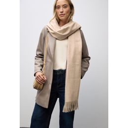 Schal Street One, Damen, Gr. onesize, sanded beige meliert, Stoff, 85% Polyester, 15% Viskose, unifarben, Modetücher, mit Fransen am Saum