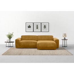 Ecksofa Trendmanufaktur, B:255cm H:72cm T:160cm, gelb, 88% Polyester, 12% Polyacryl, Wohnzimmer, Sofas, "Braga, mit hochwertigem Kaltschaum, L-Form,