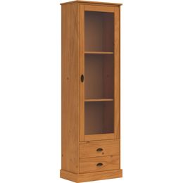 Vitrine Home Affaire, B:55cm H:180cm T:35cm, beige, MDF, Massivholz, Esszimmer, Schr&auml;nke, "Schr&ouml;der", mit 1 Schiebet&uuml;r, 2 Schubk&auml;sten, aus massivem