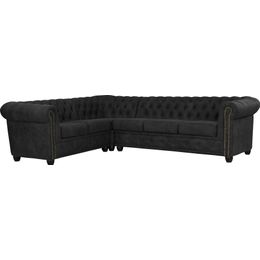 Chesterfield-Sofa Home Affaire, B:264cm H:72cm T:210cm, grau, Luxus-Microfaser Lederoptik (100% Polyester);Kunstleder, Sofas, "Rysum L-Form",