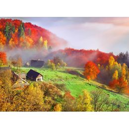 papermoon Fototapete "Autum Mountain Village", B/L: 4m x 2,6m, Bahnen: 8 Stk., bunt, Tapeten