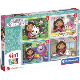 Clementoni Jungen Puzzle "Supercolor, Gabby's Puppenhaus - 4 Puzzles", bunt, B:19cm H:14cm, Puzzles, Made in Europe