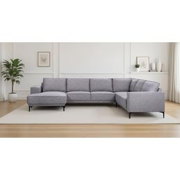 Wohnlandschaft Places of Style, B:342cm H:85cm T:260cm, grau, 100% Polyester, Sofas, "XXL Sofa Oland, Struktur, Flachgewebe, Luxus-Microfaser,