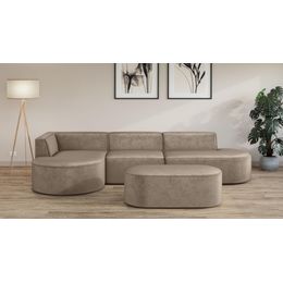 Ecksofa OTTO HOME, B:343cm H:72cm T:159cm, grau, 100% Polyester, Wohnzimmer, Sofas, "EIVIND Designer Sofa mit Ottomane rechts/links, B/T/H: