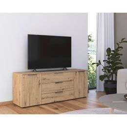 Schubkastenkommode Rauch, B:160cm H:61cm T:42cm, braun, Holzwerkstoff, Sideboards, "Kommode T&uuml;rkommode Sideboard Kombikommode FLIPP", 2-t&uuml;rig mit 3