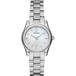 Emporio Armani Damen Quarzuhr, silber, Armbanduhren, Armbanduhr, Damenuhr, analog, Edelstahlarmband