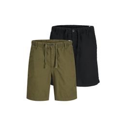 Jack & Jones JACK & JONES Herren Bermudas "Bermuda-Shorts JPSTJAIDEN CAMPAIGN HYBRID BONDI 2PK", schwarz, Gr. S, Obermaterial: 80% Baumwolle CO. 20% Leinen LI.,