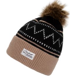 Chillouts Damen Bommelm&uuml;tze "Ella Hat", schwarz, Obermaterial: 40% Polyacryl, 32% Polyamid, 28% Polyester, M&uuml;tzen, mit Kunstfell-Pompon,