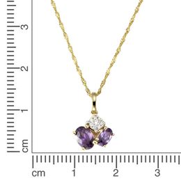 Diamonds by Ellen K. Damen Kette mit Anh&auml;nger "Gold 375 mit echtem Amethyst + Zirkonia", 43cm, Gold, L: 43 B: 10mm, gelb, FASCINATION BY ELLEN K., Gold, B:10mm, Halsketten