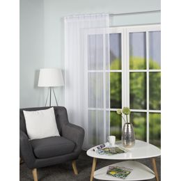 Gardine HOME BASICS, B:140cm H:245cm, wei&szlig;, Voile, Obermaterial: 100% Polyester, Gardinen, "VINA", halbtransparent