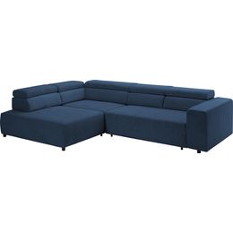 Ecksofa, B:308cm H:73cm T:203cm, blau, exxpo - SOFA FASHION, Wohnzimmer, Sofas, "VITTORIO mit Komfortfunktionen, bequem und modern, Cord, L-Form",