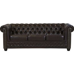 Chesterfield-Sofa Home Affaire, B:203cm H:72cm T:86cm, braun, Luxus-Microfaser Lederoptik (100% Polyester);Kunstleder, Sofas, "Rysum",
