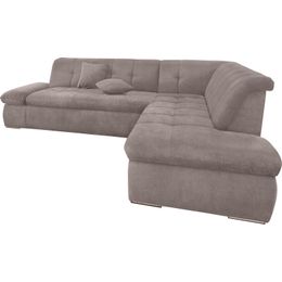 Ecksofa DOMO collection, B:273cm H:80cm T:216cm, grau, Chenille (85% Polyester, 15% Acryl), Wohnzimmer, Sofas, "Moric Luxus incl. Zierkissen B/T/H:
