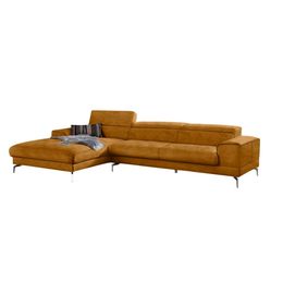 Ecksofa W.Schillig, B:343cm H:70cm T:193cm, gelb, Stoff S37 (100% Polyester): Luxus-Microfaser in Lederoptik, Wohnzimmer, Sofas, "piedroo, Designsofa