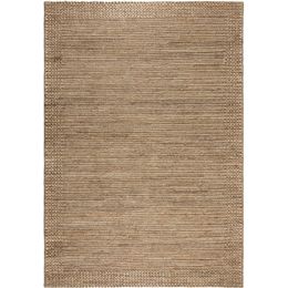 Teppich FLAIR RUGS, B:160cm H:3mm L:230cm, beige, Baumwolle, Jute, Wohnzimmer, Teppiche, "Drew mit Bord&uuml;re, handgewebt, aus Jute,
