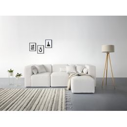 3-Sitzer Home Affaire, B:256cm H:76,5cm T:93cm, beige, 93% Polyester, 6% Acryl, 1% Baumwolle, Sofas, "Sundstrup L-Form", Modulserie, individuelle