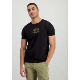Herren T-Shirt "Basic T-Shirt ML Foil Print", schwarz, Gr. S, Alpha Industries, Obermaterial: 100% Baumwolle, Shirts