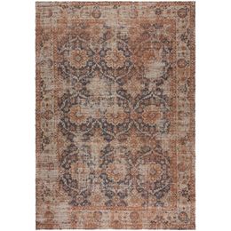 Teppich FLAIR RUGS, B:120cm H:8mm L:170cm, blau, Baumwolle, Jute, Kunstfaser, Wohnzimmer, Teppiche, "Miley Jute im Vintage-Design", Jute Teppich