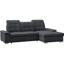 Ecksofa WERK2, B:264cm H:105cm T:170cm, grau, 95% Polyester, 5% Nylon, Wohnzimmer, Sofas, "Carmen, mit Bettfunktion & Bettkasten, optional