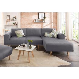 Ecksofa Home Affaire, B:273cm H:90cm T:167cm, grau, Struktur fein( 100% Polyester);Filzoptik (100% Polyester);Luxus-Microfaser (100% Polyester),