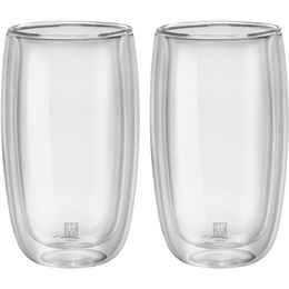 Zwilling Latte-Macchiato-Glas "Gläser-Set Sorrento, 2er Set", Ø 7,6cm x 13,9cm, 350ml, 2 Stk., transparent, Trinkgefäße, doppelwandig,