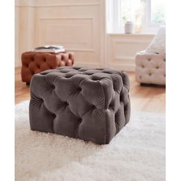 Polsterhocker Home Affaire, B:65cm H:42cm T:55cm, grau, Struktur (100% Polyester);Samtoptik (100% Polyester);NaturlEDER (100% Leder), Hocker,