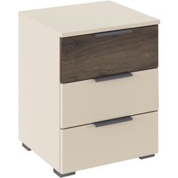 Nachtkommode Rauch, B:40cm H:52cm T:40cm, beige, Holzwerkstoff, Sideboards, "Nachttisch-Set Nachtkonsole Beistelltisch Kommode Sideboard SAJO", mit 3
