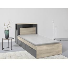 Bettgestell Demeyere Group, B:145cm H:112,6cm L:230cm, beige, Betten, "Life", ideal f&uuml;r kleine R&auml;ume, platzsparend, viel Stauraum