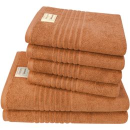 Handtuch Set Dyckhoff, orange, Frottier, Obermaterial: 100% Baumwolle, Handtuch-Sets, "Nature", 6er Set: 4x Handtücher, je 50 x 100 cm & 2x Badetuch