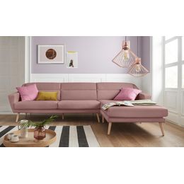 Ecksofa OTTO HOME, B:302cm H:86cm T:178cm, rosa, Samtoptik (100% Polyester);Luxus-Microfaser weich (100% Polyester);Struktur (100%