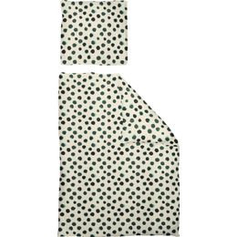 Bettw&auml;sche Adam, gr&uuml;n, Jacquard, Obermaterial: 73% Leinen, 27% Baumwolle, Bettw&auml;sche, "Leinenbettw&auml;sche Dots", aus 73% Leinen & 27% Bio-Baumwolle, 2