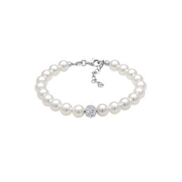 Elli Damen Perlenarmband "Synthetische Perlen 925 Silber, mit Kristallen von Swarovski", 19cm, ohne Stein, Silber 925 (Sterlingsilber), silber,