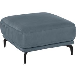 Hocker W.Schillig, B:71cm H:42cm T:71cm, blau, Wohnzimmer, Hocker, "montanaa", mit Metallf&uuml;&szlig;en in Schwarz pulverbeschichtet, Breite 71 cm