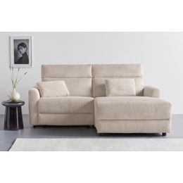 Ecksofa OTTO HOME, B:209cm H:100,5cm T:163cm, transparent, 90% POLYESTER, 10% NYLON, Sofas, "JENNA, L-Form, 209cm, manuelle u. elektrische Funktion,