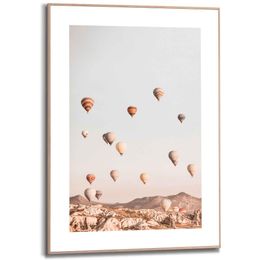 Bild Reinders, B:50cm H:70cm, gr&uuml;n, MDF, Wohnzimmer, Bilder, "Gerahmtes Bild Hei&szlig;luftballon Ballonfahrt - Kappadokien - Freiheit"