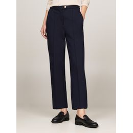 Tommy Hilfiger Damen Webhose "PUNTO SLIM STRAIGHT PANT", blau, Gr. 38, unifarben, Web, Obermaterial: 74% Viskose, 22% Polyamid, 4% Elasthan, Hosen,