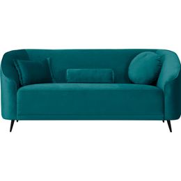 3-Sitzer Home Affaire, B:184cm H:81cm T:80cm, blau, 100% Polyester, Sofas, "Ashly", in 3 Bezugsvarianten, Boucl&eacute;, Samtoptik und Struktur weich.