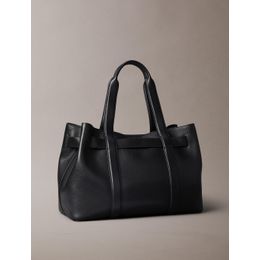 Calvin Klein Damen Henkeltasche "BUCKLE MEDIUM TOTE"schwarz, Lederimitat, Taschen, Schultertasche, Handtasche, Tasche Damen